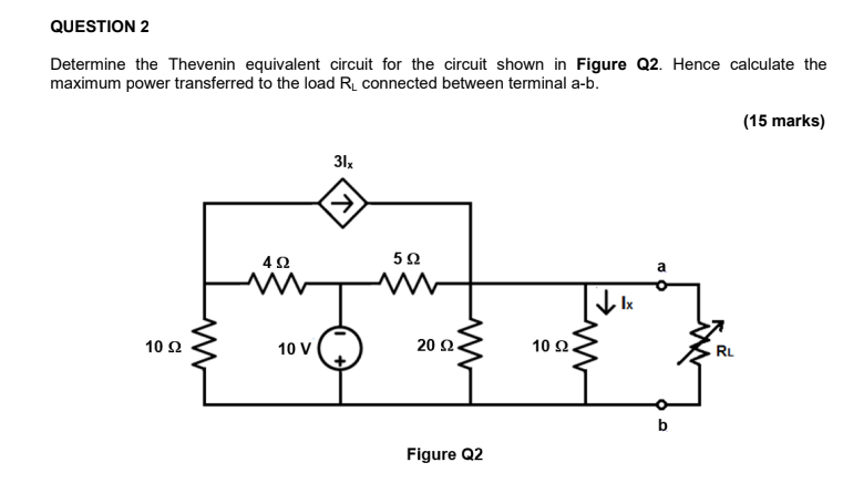 Solved QUESTION 2 Determine the Thevenin equivalent circuit | Chegg.com