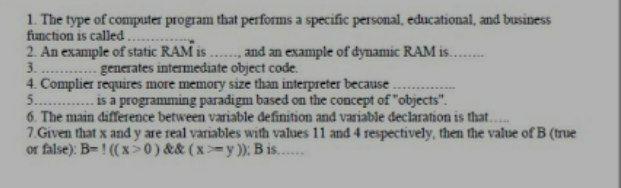 Solved 1 The type of computer program that performs a | Chegg.com