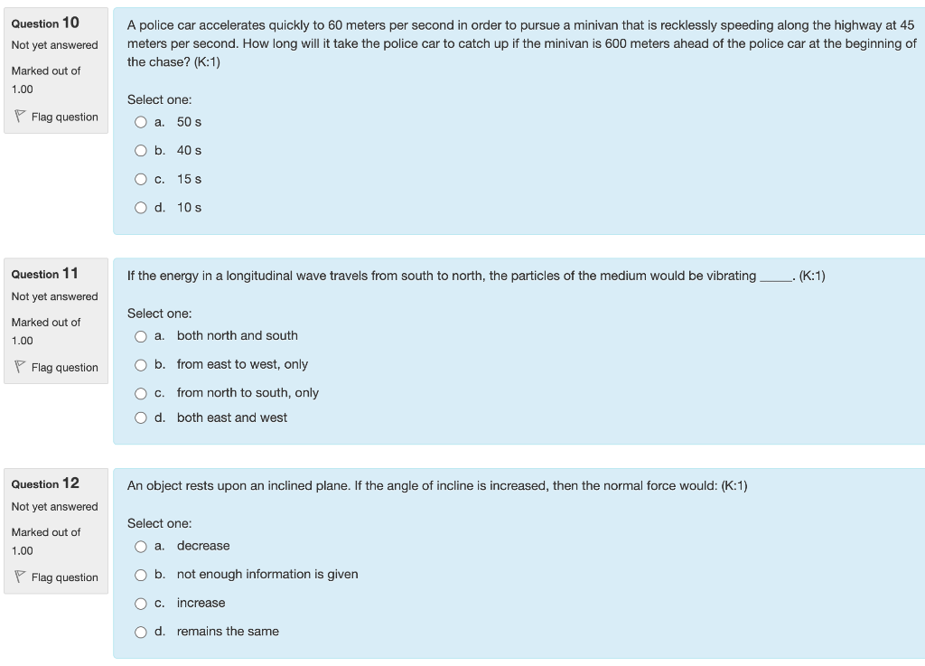 Solved Question 10 Not yet answered A police car accelerates | Chegg.com