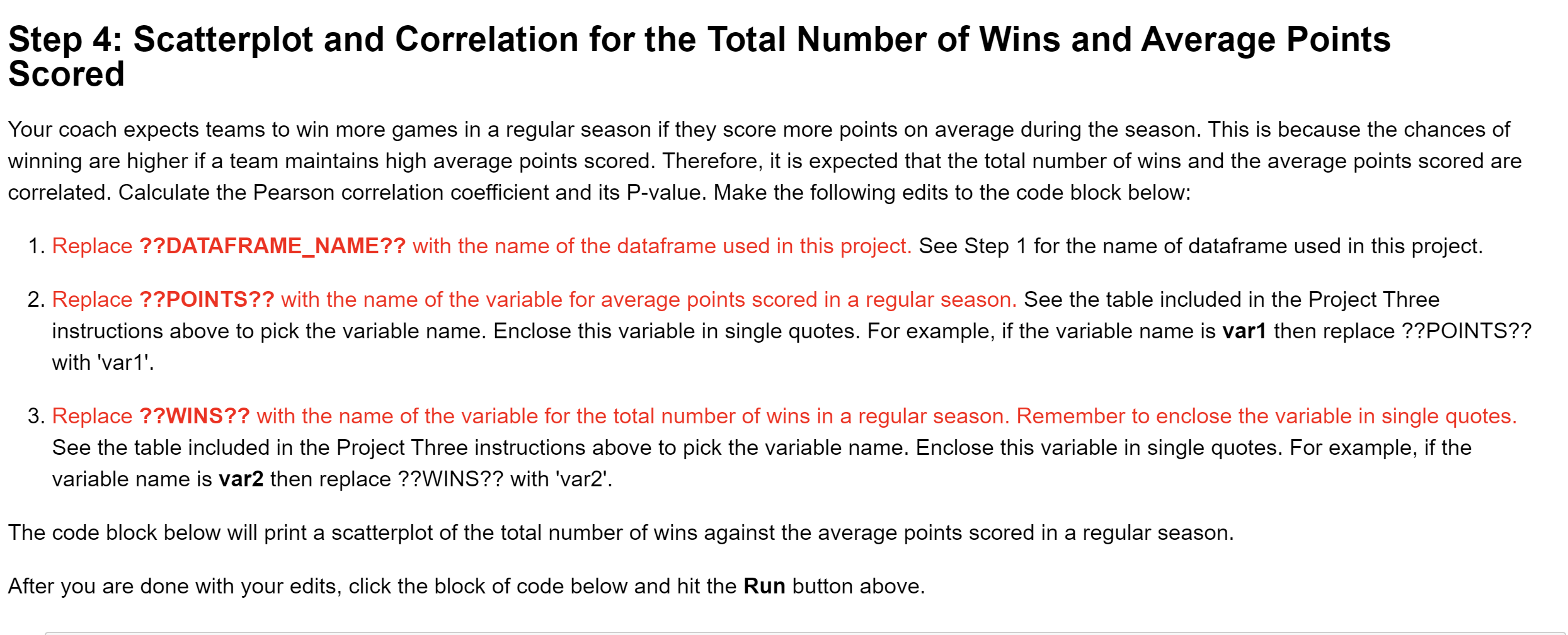 Step 4: Scatterplot and Correlation for the Total | Chegg.com