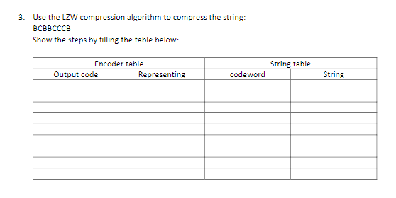 Solved 3. Use the LZW compression algorithm to compress the | Chegg.com