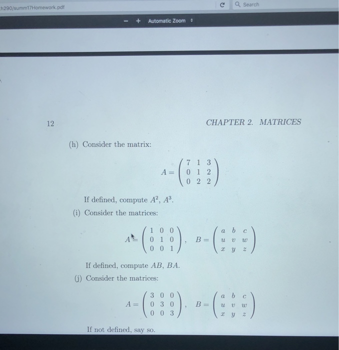Solved 2. On Matrix Multiplication (a) Consider the matrices | Chegg.com