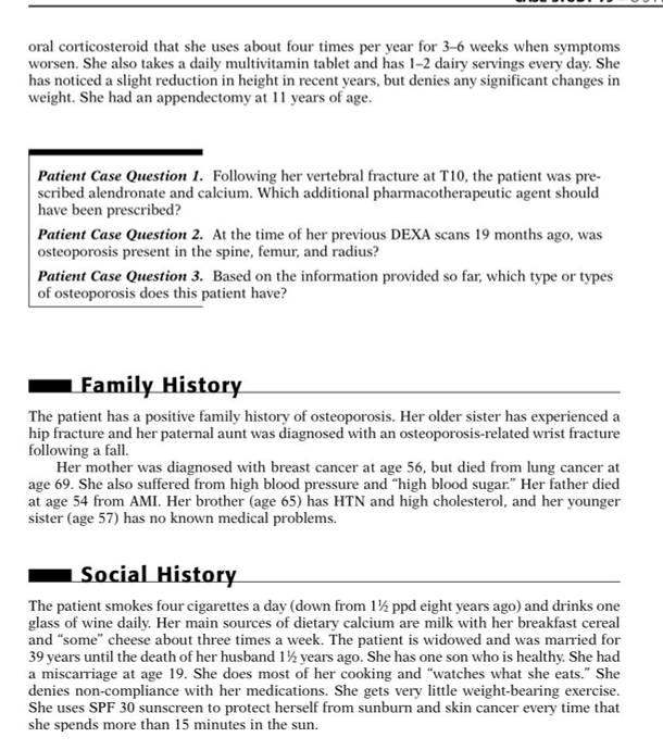 Osteoporosis case Study # 70 p.376Provide a | Chegg.com