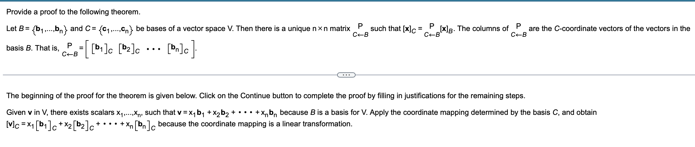 Solved Provide a proof to the following theorem. basis B. | Chegg.com