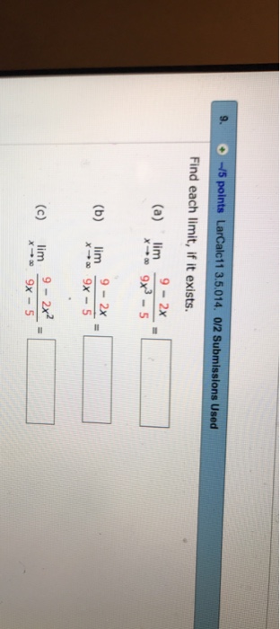 Solved . O -15 points LarCalc11 3.5.014. 0/2 Submissions | Chegg.com Solved . O -15 points LarCalc11 3.5.014. 0/2 Submissions | Chegg.com