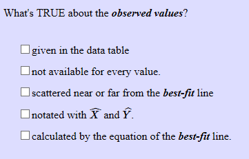 Solved What's TRUE about the observed values? given in the | Chegg.com