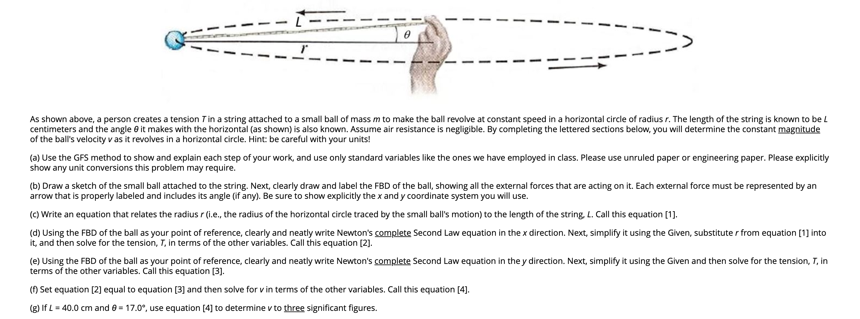 Solved of the ball's velocity \( ﻿v \) ﻿as it revolves in a | Chegg.com