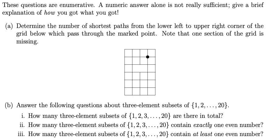 Solved These questions are enumerative. A numeric answer | Chegg.com