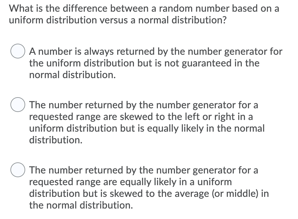 Solved What is the difference between a random number based | Chegg.com