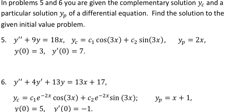 Solved In problems 5 and 6 you are given the complementary | Chegg.com