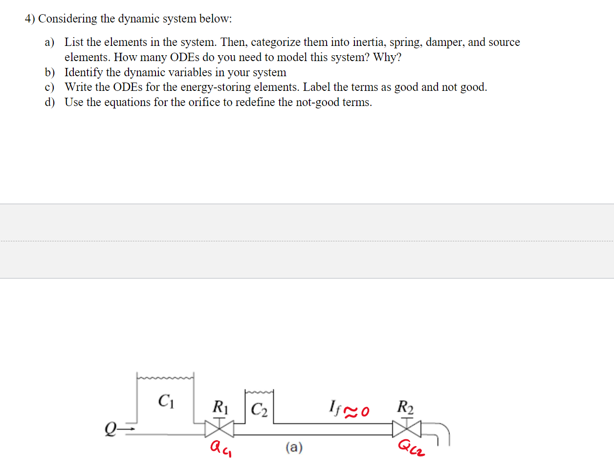 Solved 4) Considering the dynamic system below: a) List the | Chegg.com