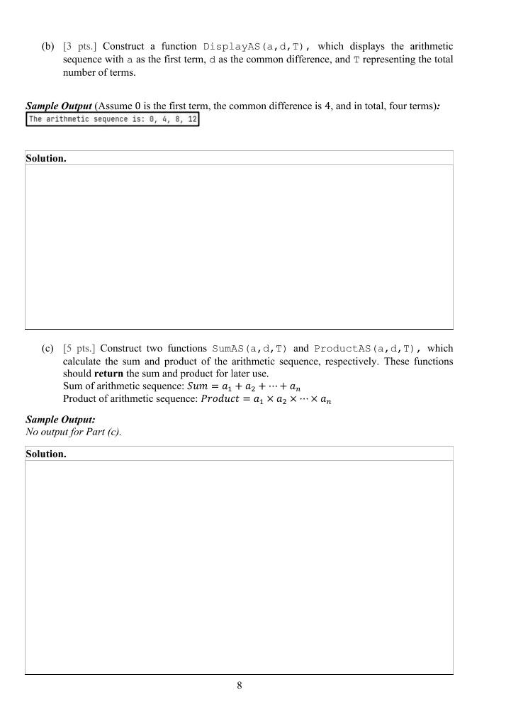 Solved Given the arithmetic sequence formula an=a1+(n−1)d; | Chegg.com