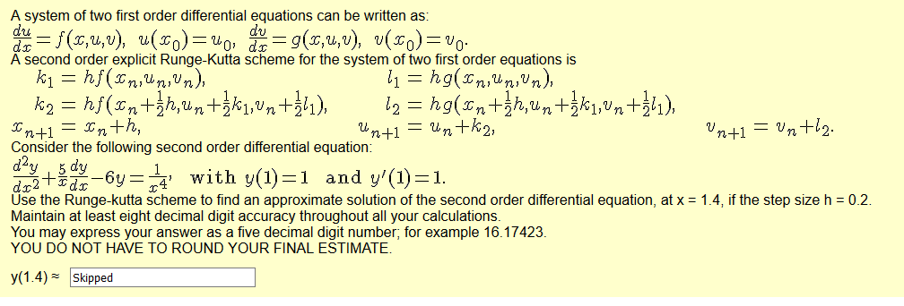 Solved A system of two first order differential equations | Chegg.com