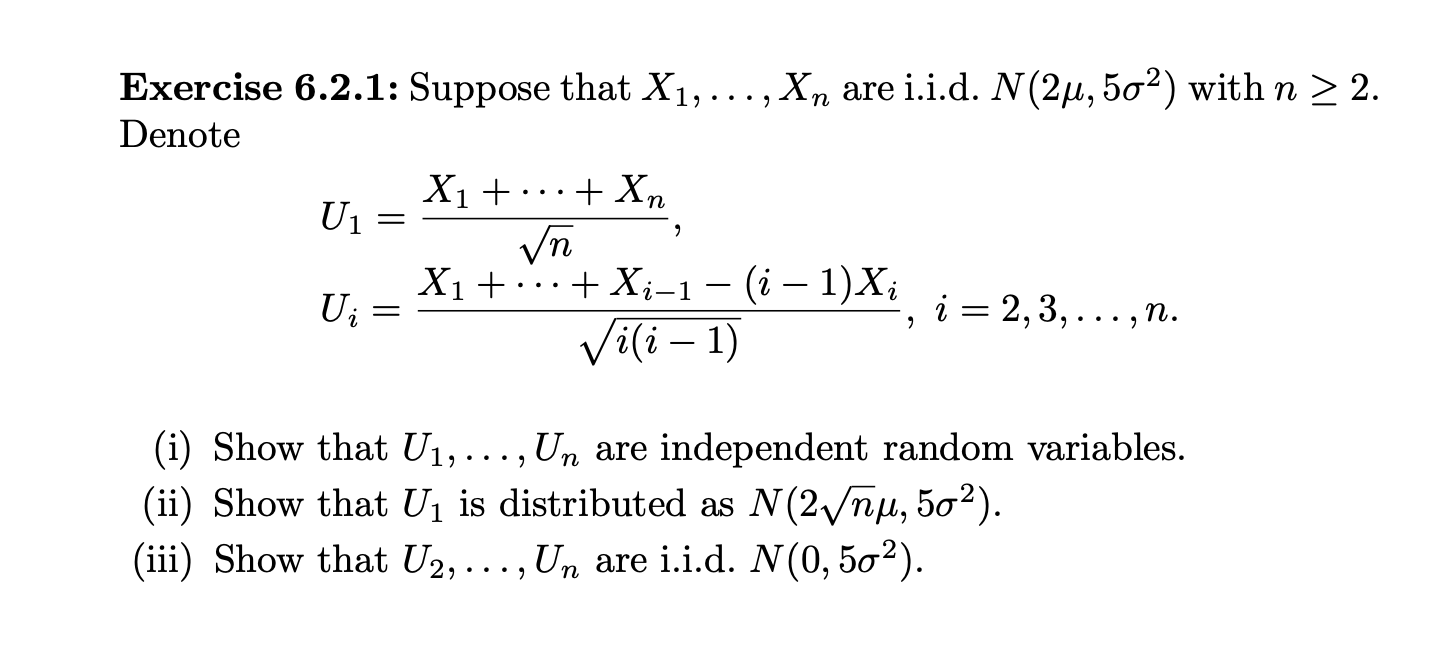 Solved Exercise 6.2.1: Suppose that X1,…,Xn are i.i.d. | Chegg.com