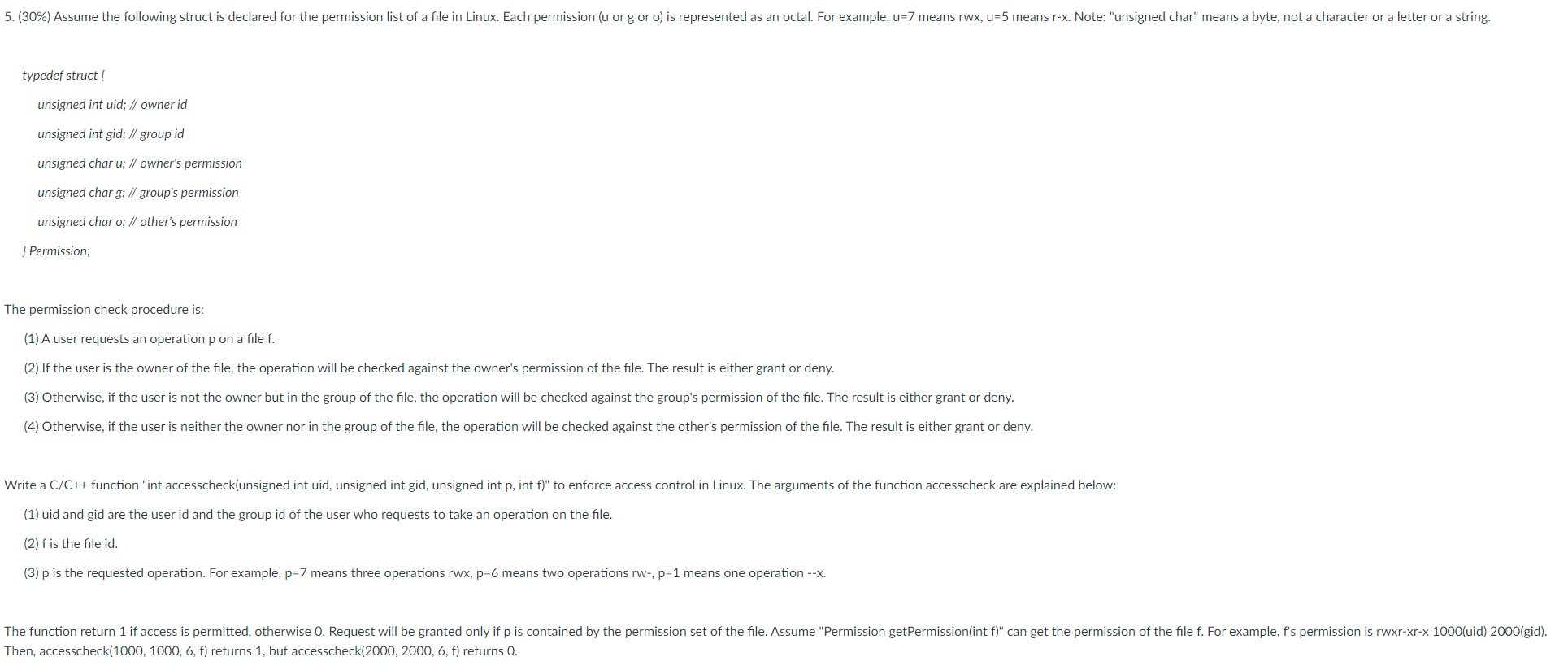 Solved typedef struct \{ unsigned int uid; // owner id | Chegg.com