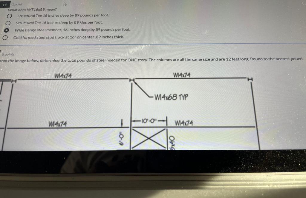 Solved 14 I point What does WT16x89 mean? Structural Tee 16 | Chegg.com