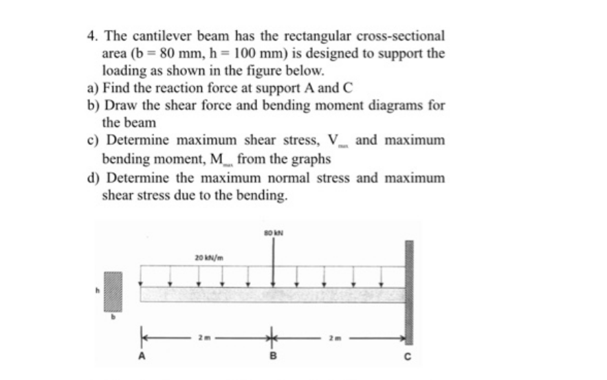 Solved 4. The cantilever beam has the rectangular | Chegg.com