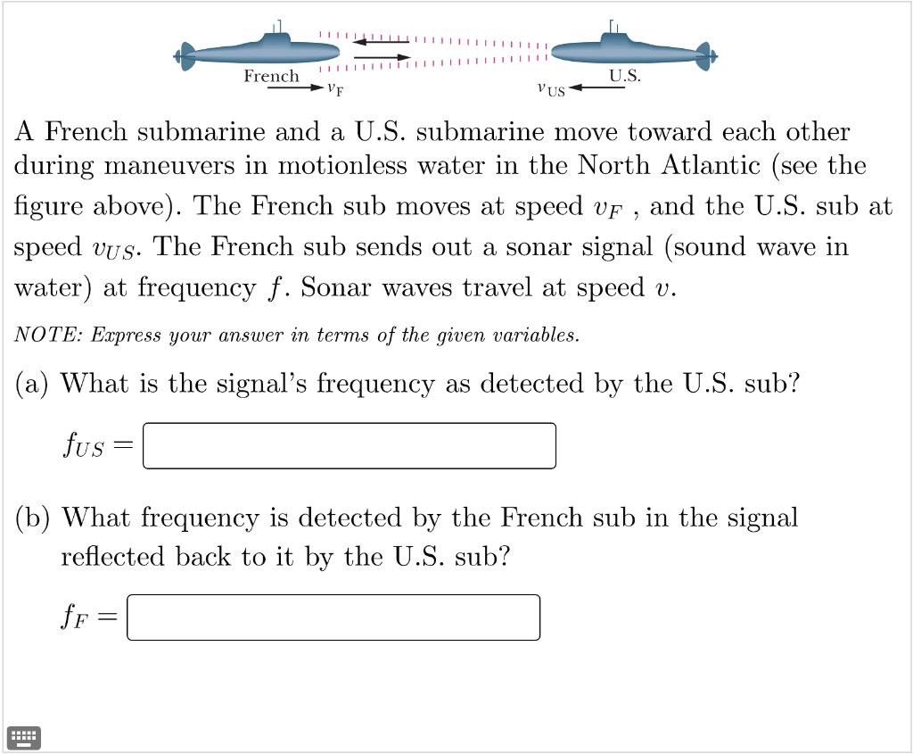 Solved A French submarine and a U.S. submarine move toward | Chegg.com