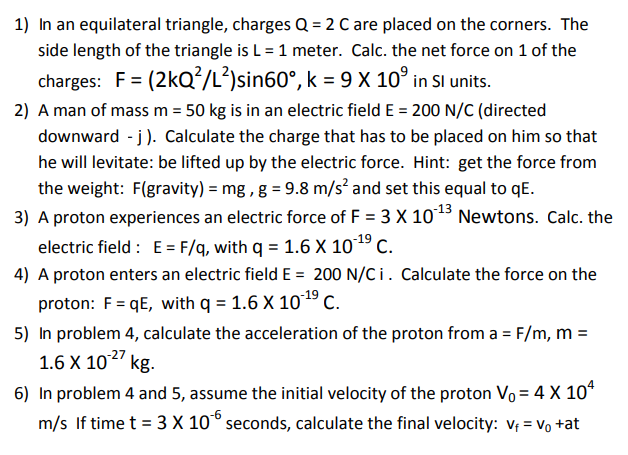 Solved 1) In an equilateral triangle, charges Q = 2 C are | Chegg.com