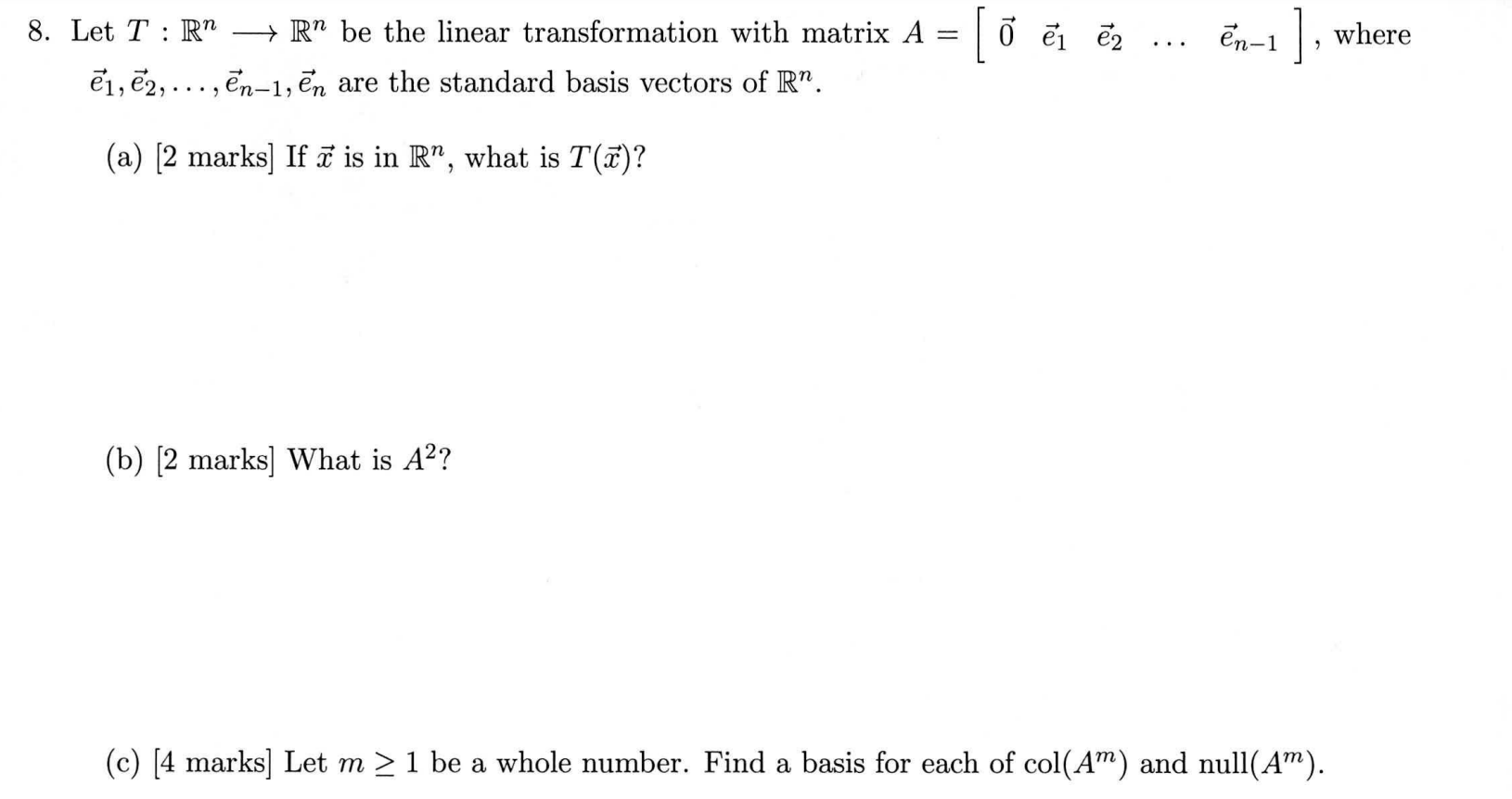 Solved Let T:RnlongrightarrowRn ﻿be the linear | Chegg.com