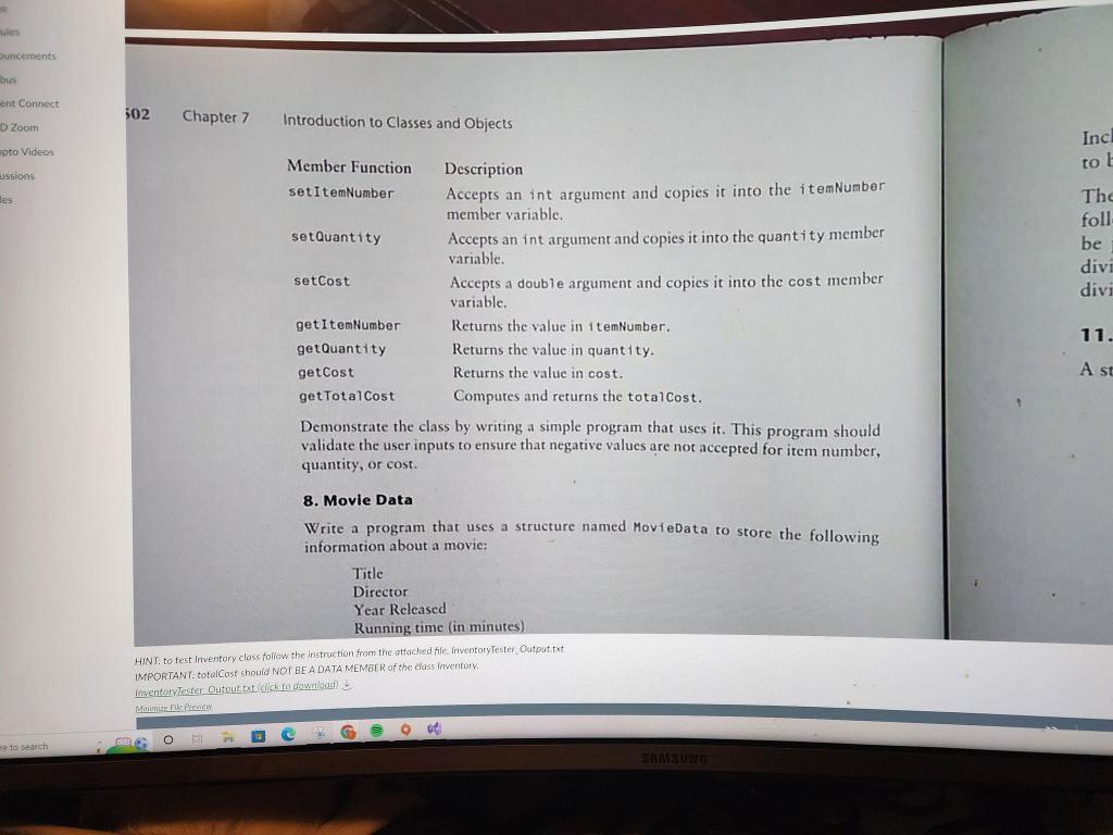 Solved Chapter 7 Introduction to Classes and Objects | Chegg.com