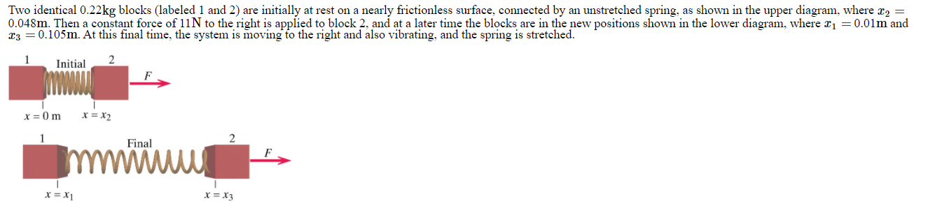 Solved Two identical 0.22kg blocks (labeled 1 and 2) are | Chegg.com