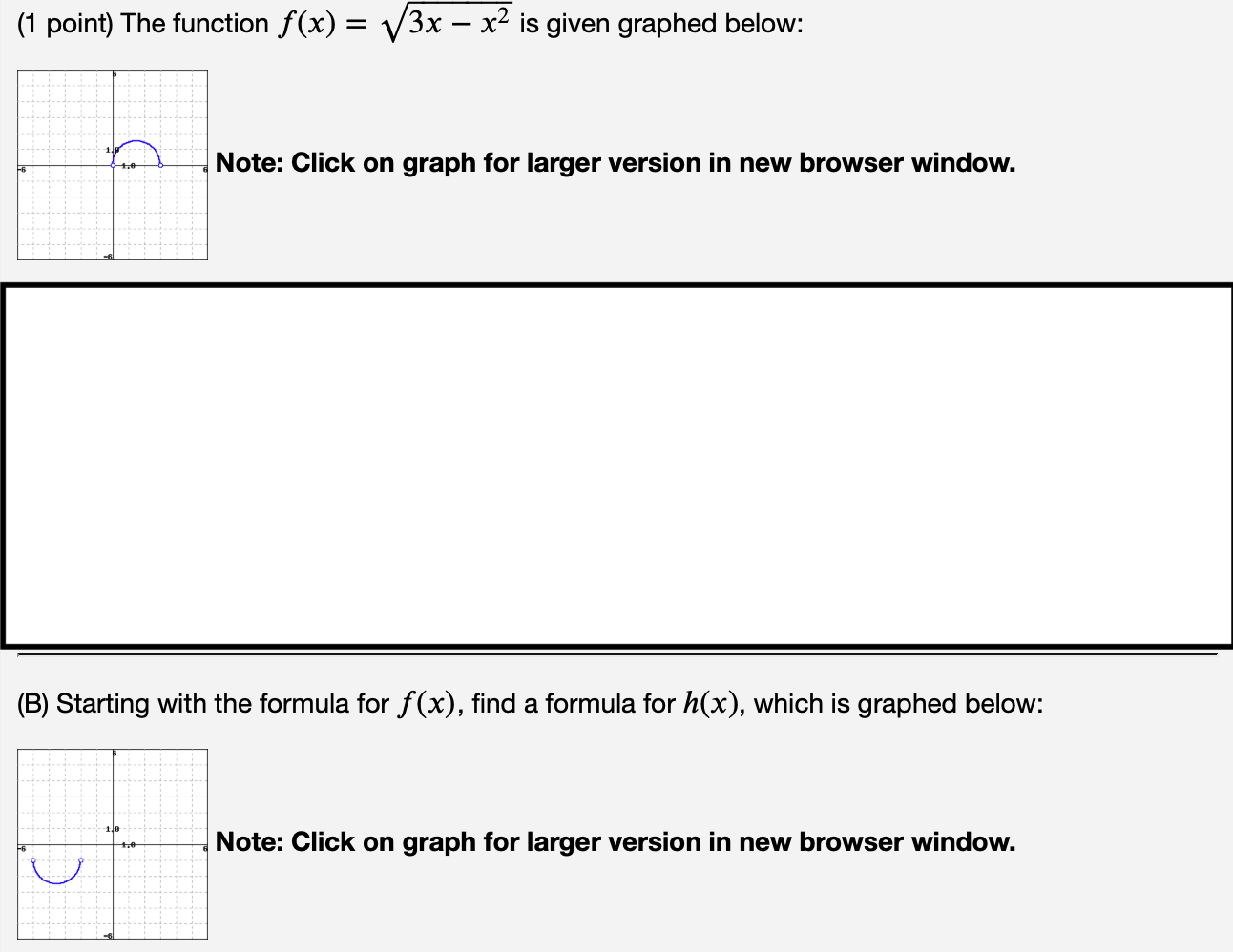 Solved (1 point) The function f(x) = V3x – x2 is given | Chegg.com