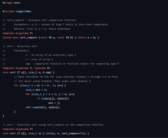 Solved Ilpragma once IIinclude // sort_conpare - standard | Chegg.com