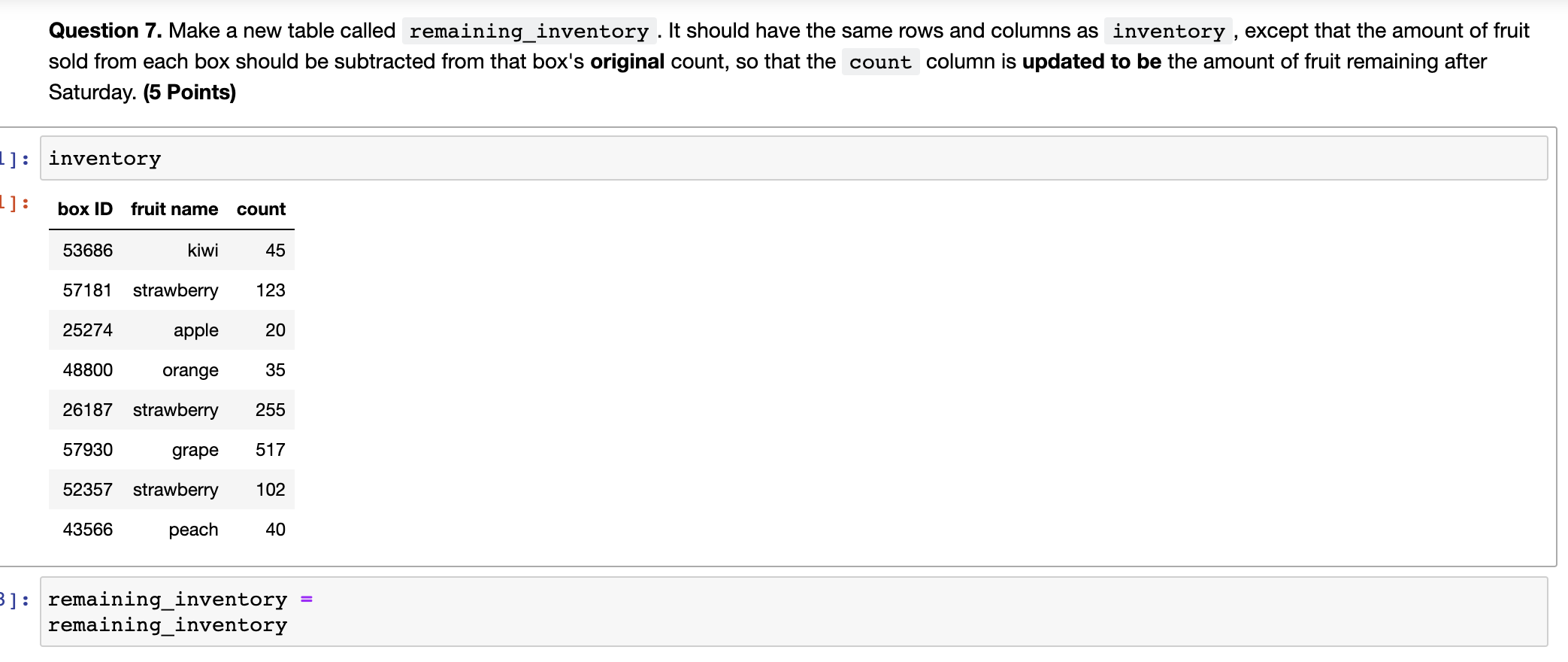Question 7 Make A New Table Called