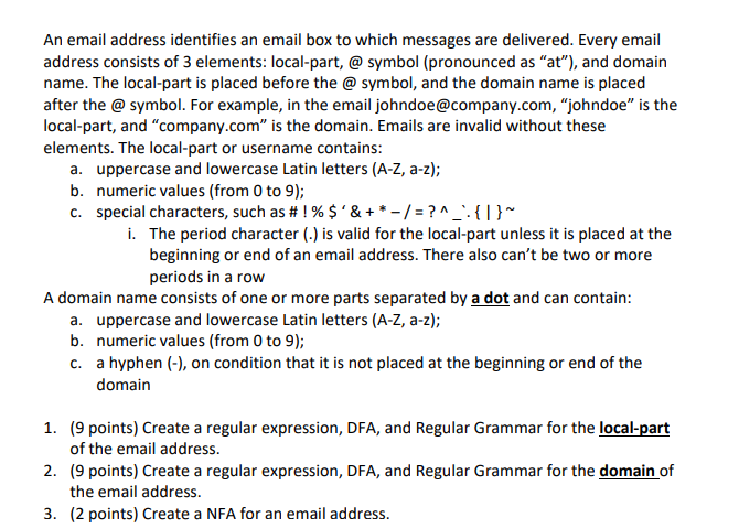 Solved An email address identifies an email box to which | Chegg.com