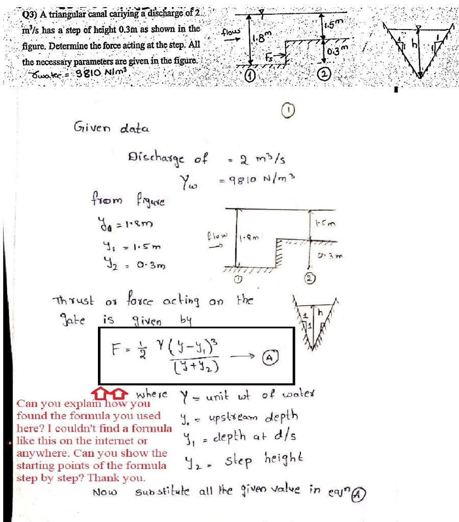 Solved flows 11.5m Q3) A triangular canal cariying a | Chegg.com