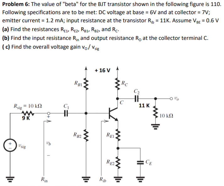 Solved Problem 6: The value of "beta" for the BJT transistor | Chegg.com