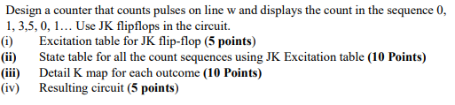 Solved Design a counter that counts pulses on line w and | Chegg.com