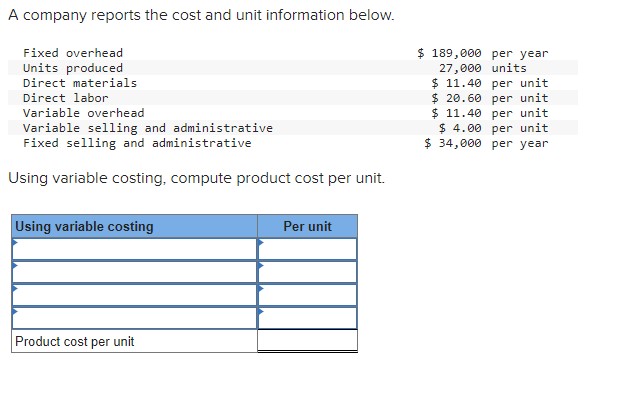 Solved A company reports the cost and unit information | Chegg.com
