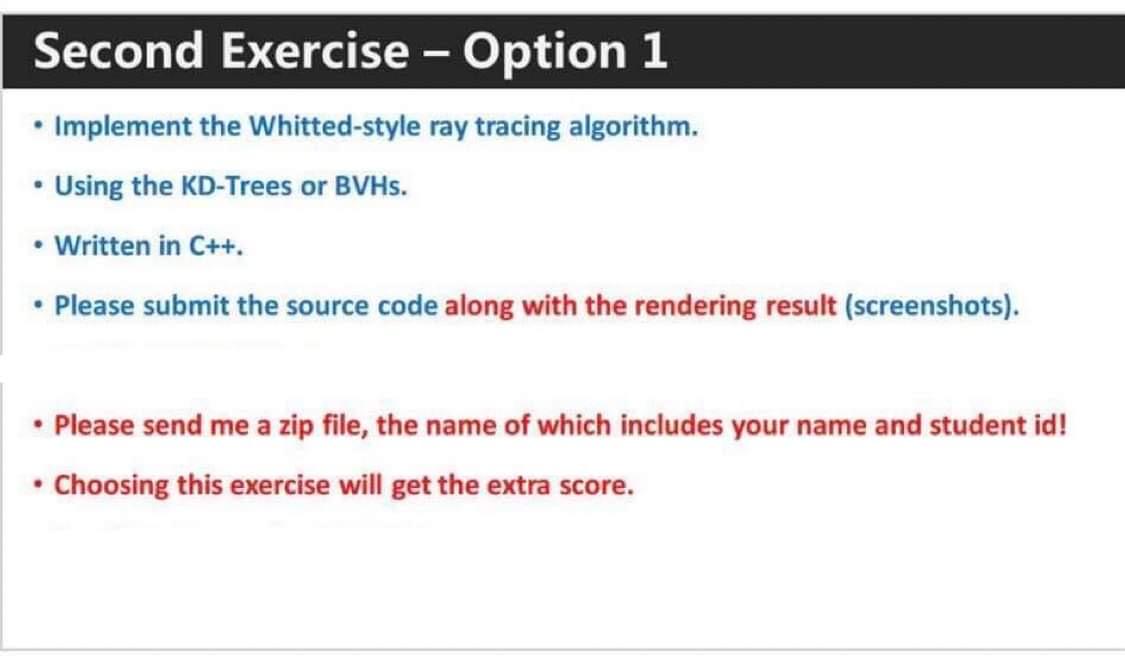 Solved - Second Exercise - Option 1 • Implement the | Chegg.com