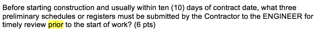 Solved Before starting construction and usually within ten | Chegg.com