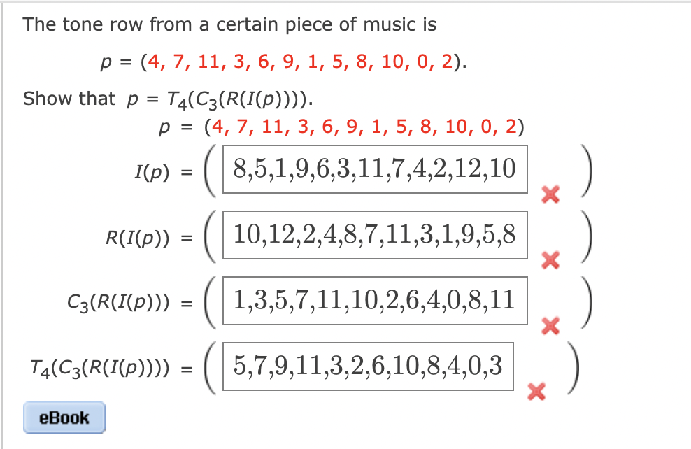 Solved The tone row from a certain piece of music | Chegg.com