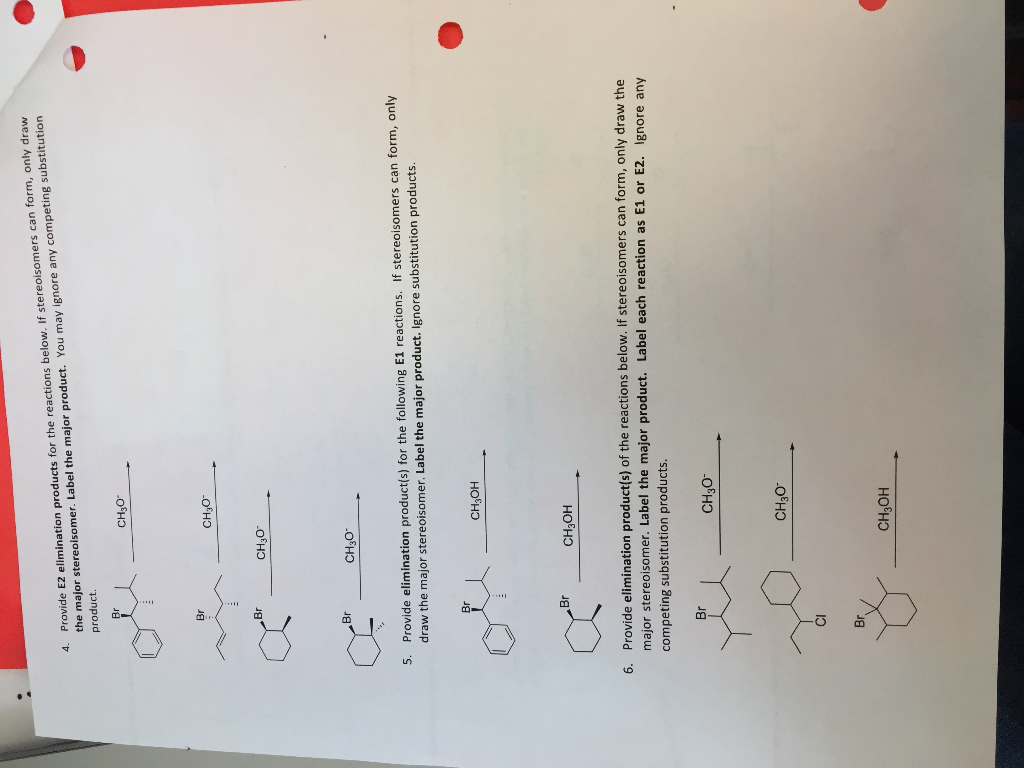 Solved CH30. DMSO Cl For each reaction below, draw the E2 | Chegg.com
