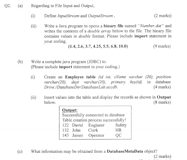 (a) Regarding to File Input and Output, (i) Define | Chegg.com