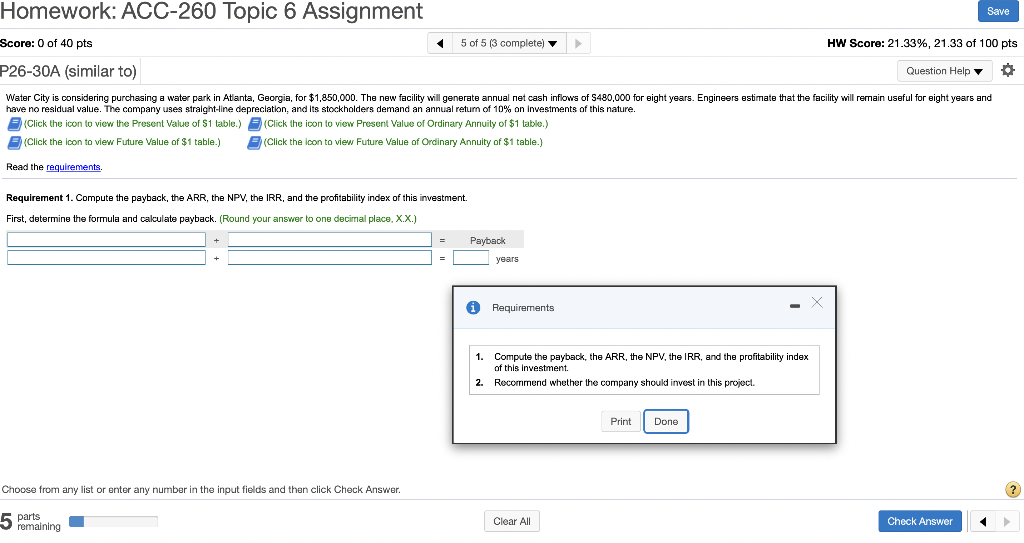 Solved Homework Acc 260 Topic 6 Assignment Save Score 0 Of