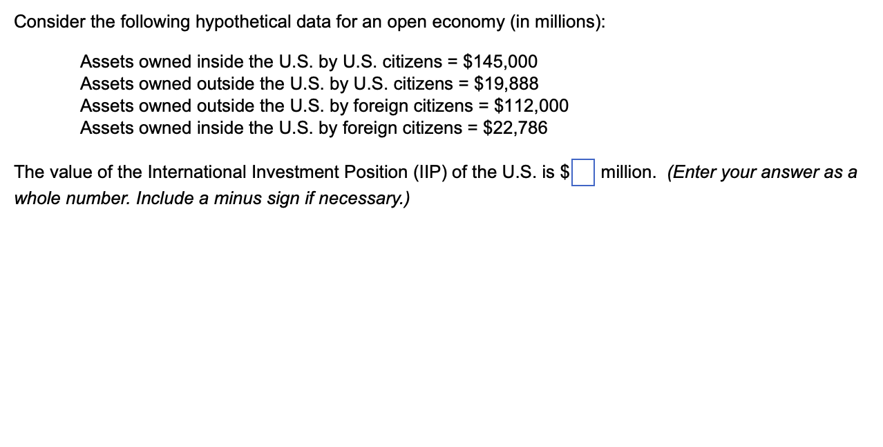 Solved Consider the following hypothetical data for an open | Chegg.com