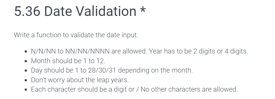 Solved 5.36 Date Validation * Write a function to validate | Chegg.com
