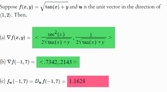 Solved Suppose f(x,y)=tan(x)+y2 ﻿and u ﻿is the unit vector | Chegg.com