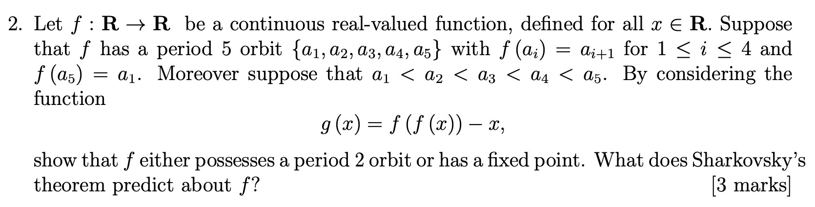 2. Let f:R→R be a continuous real-valued function, | Chegg.com