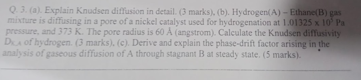 Solved Q. 3. (a). ﻿Explain Knudsen diffusion in detail. (3 | Chegg.com