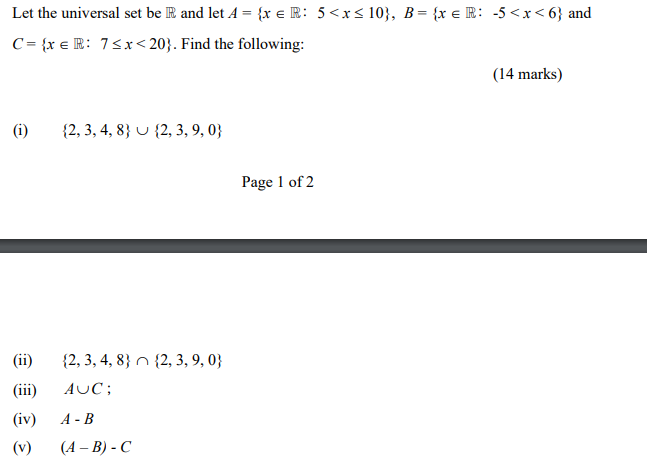 Solved Let the universal set be \\( \\mathbb{R} \\) and let | Chegg.com