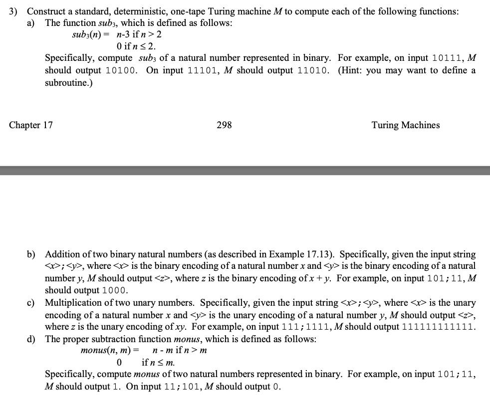 3) Construct a standard, deterministic, one-tape | Chegg.com