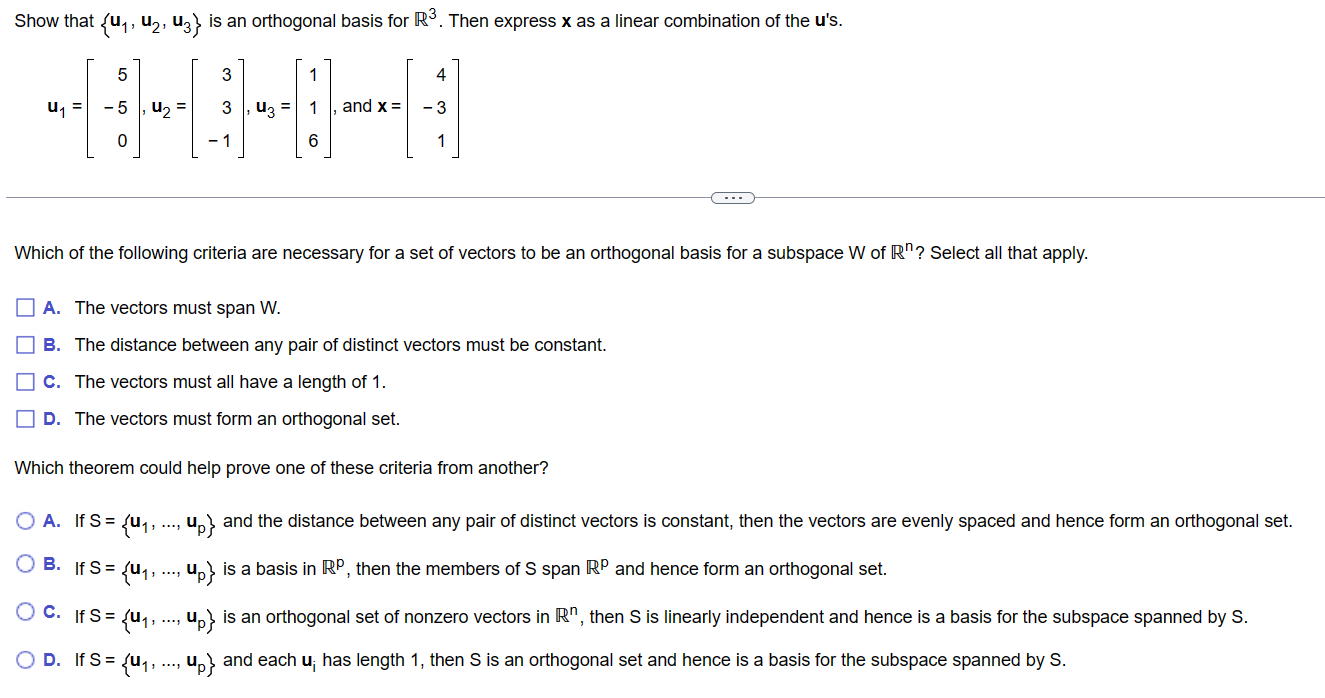 Solved Show that {u1,u2,u3} is an orthogonal basis for R3. | Chegg.com