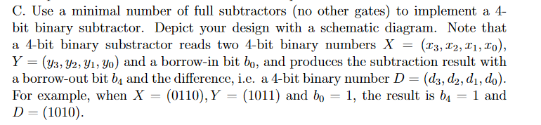 Solved C. Use a minimal number of full subtractors (no other | Chegg.com