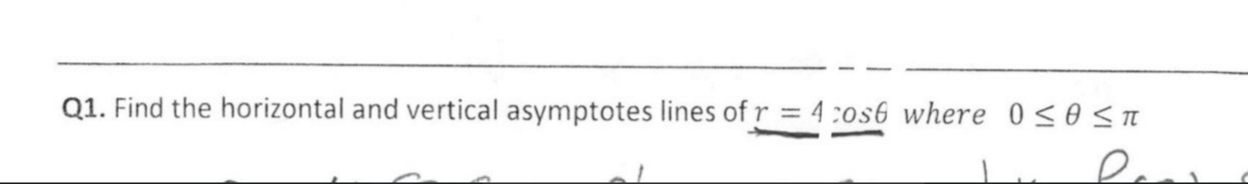 Solved Q1. Find the horizontal and vertical asymptotes lines | Chegg.com